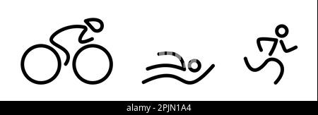 Set of triathlon black symbol. Swimming, running and cycling symbols ...