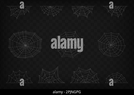 Spider web symbols, realistic spiderweb on black isolated background ...
