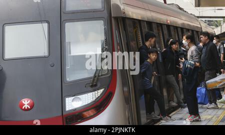 MTR trains seen at the MTR station. Hong Kong MTR Corporation (MTRC) is ...