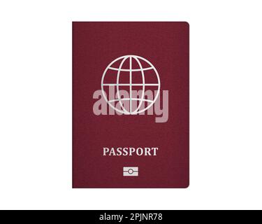 Passport cover template. Isolated red passport cover with simple globe ...