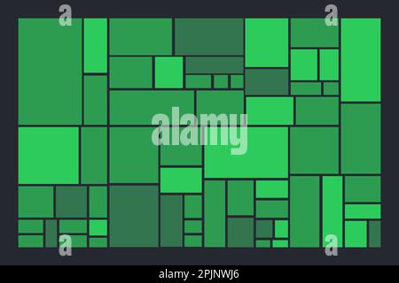 Treemap graph template. Green and red colors. Vector illustration. Heat ...
