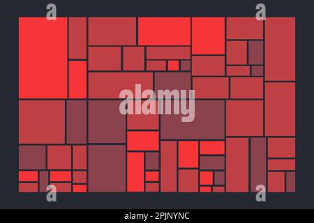 Treemap graph template. Green and red colors. Vector illustration. Heat ...