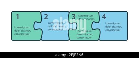 Steps infographics. Puzzle sequence. Four elements of puzzle. Process ...