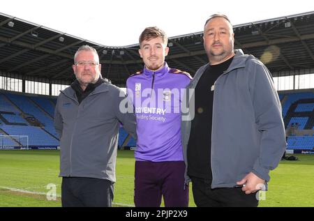 Coventry City's Josh Eccles with sponsors at Coventry Building Society ...