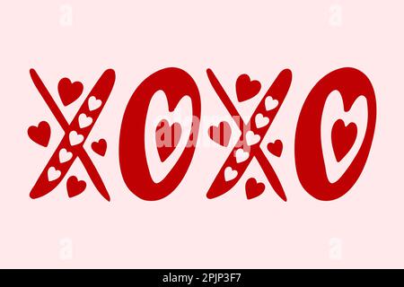 XOXO text. Hugs and kisses abbreviation with hearts. Love symbol ...