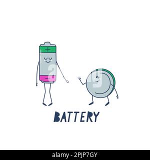 Battery AAA. Cartoon. Vector illustration. Isolated on white background ...