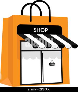 store facade with shopping bag vector illustration design Stock Vector ...