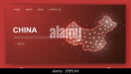 China 3d low poly website template. China map design illustration ...