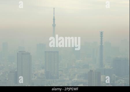 Tokyo, through the smog of an inversion, January 2012 Stock Photo - Alamy