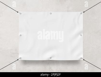 White Outdoor Tarpaulin Banner 3D Rendering for Events and Promotions ...