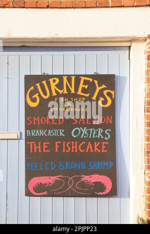 Exterior of Gurneys Fish shop in the popular village of Burnham Market ...
