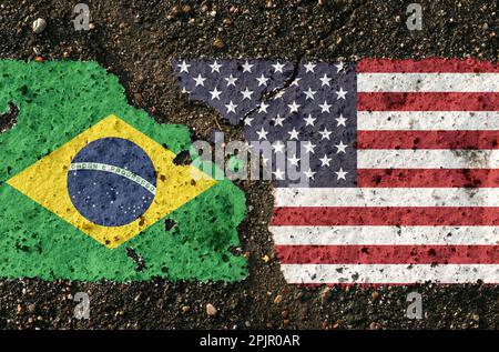 On the pavement there are images of the flags of Brazil and Pakistan ...