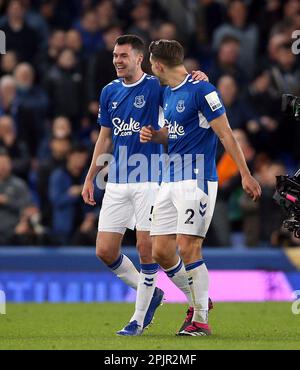 Everton's Michael Keane and James Tarkowski after the Premier League ...
