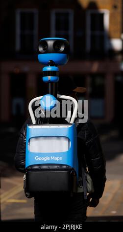 Google’s Street View Trekker backpack in use in Golden Square, London ...