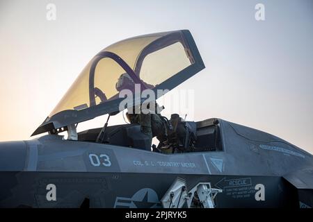 U.S. Marine Corps Col. Aaron Brunk, left, Joint Exercise Support Group ...