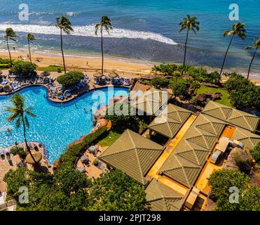 Resort Swimming Pool on Kaanapali Beach, Kaanapali, Maui, Hawaii, USA ...