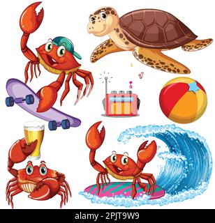 Cute turtle cartoon character surfing illustration Stock Vector Image ...