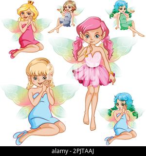 Set of fantasy enchanted cartoon characters illustration Stock Vector ...
