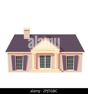 Urban retro colonial style building cartoon vector set illustration ...
