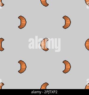 Croissant pixel art. 8 bit bagel pixelated. Vector illustration Stock ...