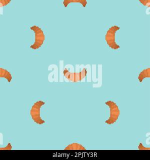 Croissant pixel art pattern seamless. 8 bit bagel pixelated background ...