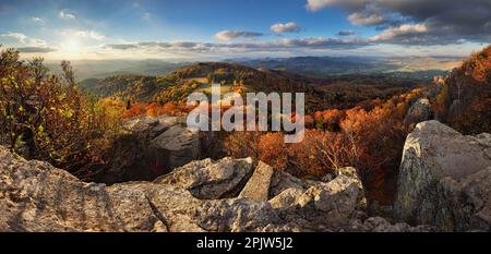 View from Sitno hill, Stiavnica Mountains, Slovak republic. Seasonal ...
