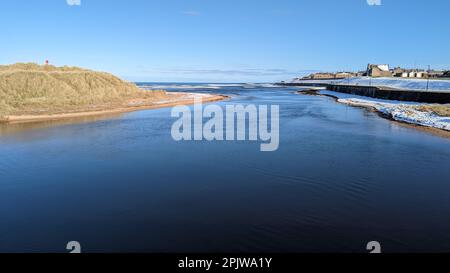 River Ugie estuary in Peterhead with snow Stock Photo - Alamy