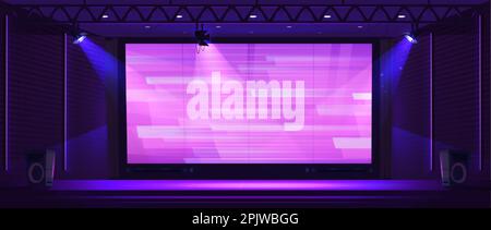 Tv show led screen stage and lcd wall background. Light panel concave ...