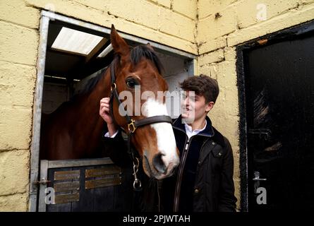 Cameron Sword, co-owner of Corach Rambler during a stable visit to ...