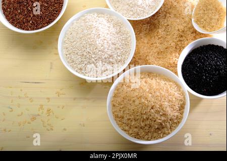 Different types of cooking rice, Carnaroli, Venus, Basmati, Red Wild ...