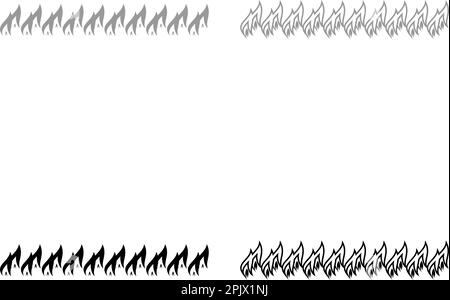 Burning fire flame row icon in circle round black color vector ...