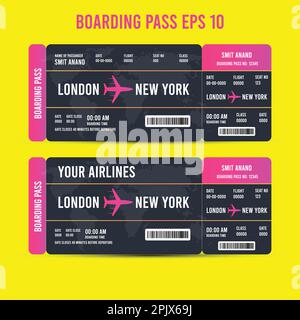 Realistic airline ticket design with passenger name. Vector ...