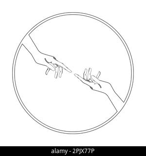 Hands of a man and god with fingers about to touch Vector Illustration ...