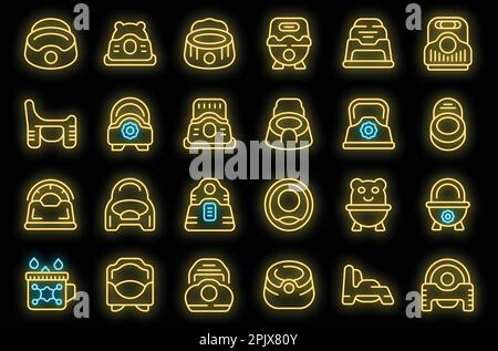 Childrens potty icons set outline vector. Baby toilet. Pot boy color ...