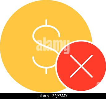 Coin with cross marks, rejected, incorrect gradient lineal icon ...