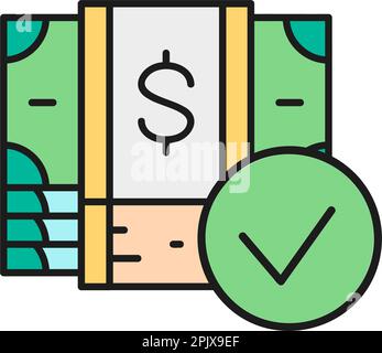 Money check icon logo sign vector outline in black and white color ...