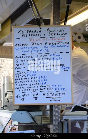 Stall of tripe and lamredotto, both entrails, two typical dishes of the ...