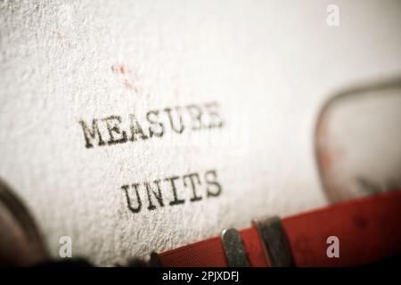 Measure units text written with a typewriter Stock Photo - Alamy