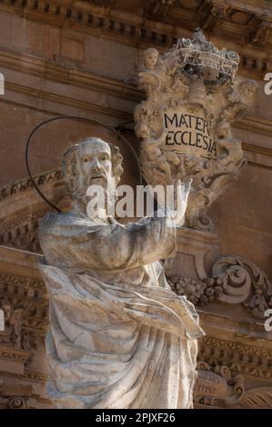 The staircase with statues of the Cathedral of San Pietro, city of ...