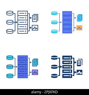 Digital transformation line icon in different styles. Bicolor outline ...