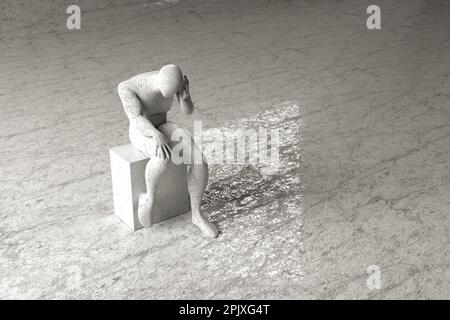 3d illustration of a marble thinker man Stock Photo - Alamy