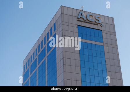 Facade of ACS headquarters, on April 4, 2023, in Madrid (Spain). ACS ...