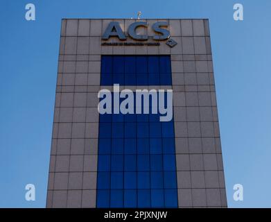 Facade of ACS headquarters, on April 4, 2023, in Madrid (Spain). ACS ...