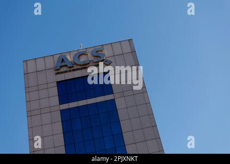 Facade of ACS headquarters, on April 4, 2023, in Madrid (Spain). ACS ...