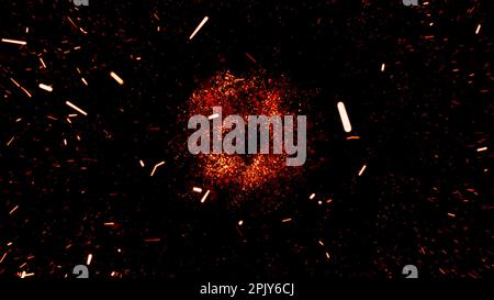 Fire explosion. Extremely hot explosion with sparks and hot smoke ...