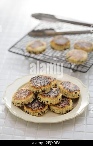 homemade Welsh cakes ( bakestones ) isolated on white background Stock ...
