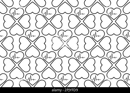 Hearts pattern black and white seamless – medium-sized hearts – white ...