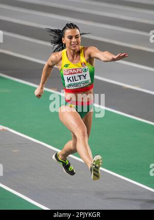 Dovilė Kilty of Latvia competing in the women’s triple jump final at ...