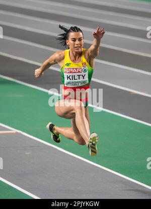Dovilė Kilty of Latvia competing in the women’s triple jump final at ...