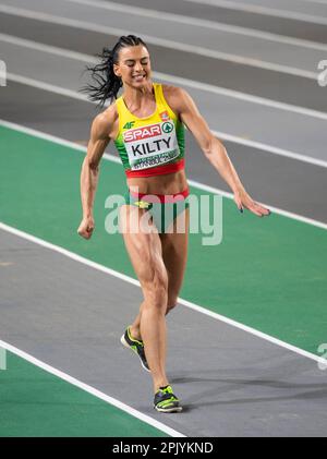 Dovilė Kilty of Latvia competing in the women’s triple jump final at ...